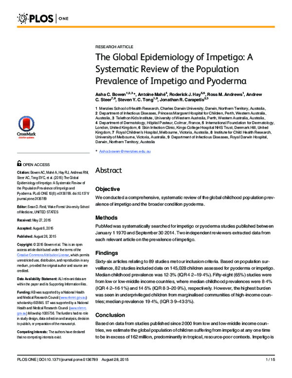 (PDF) The Global Epidemiology of Impetigo: A Systematic Review of the ...