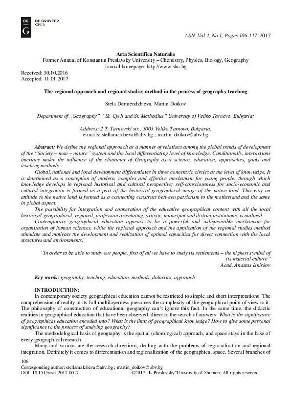 (PDF) The regional approach and regional studies method in the process ...