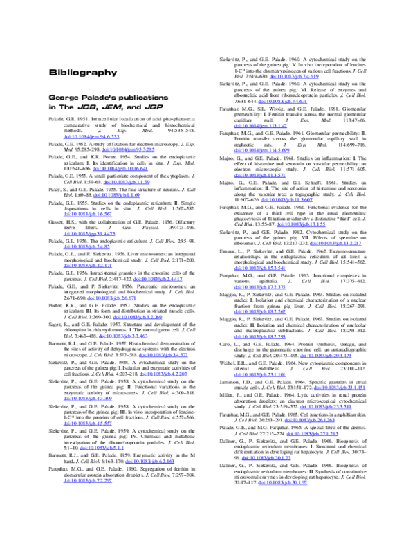 (PDF) George E. Palade, Cell Biology and The JCB