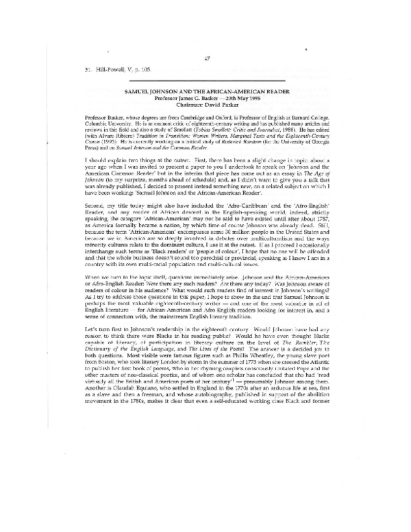 (PDF) Johnson and the African American Reader | James Basker - Academia.edu