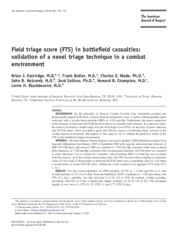 Field Triage Score Fts