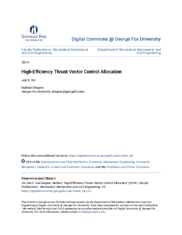 (PDF) High-Efficiency Thrust Vector Control Allocation