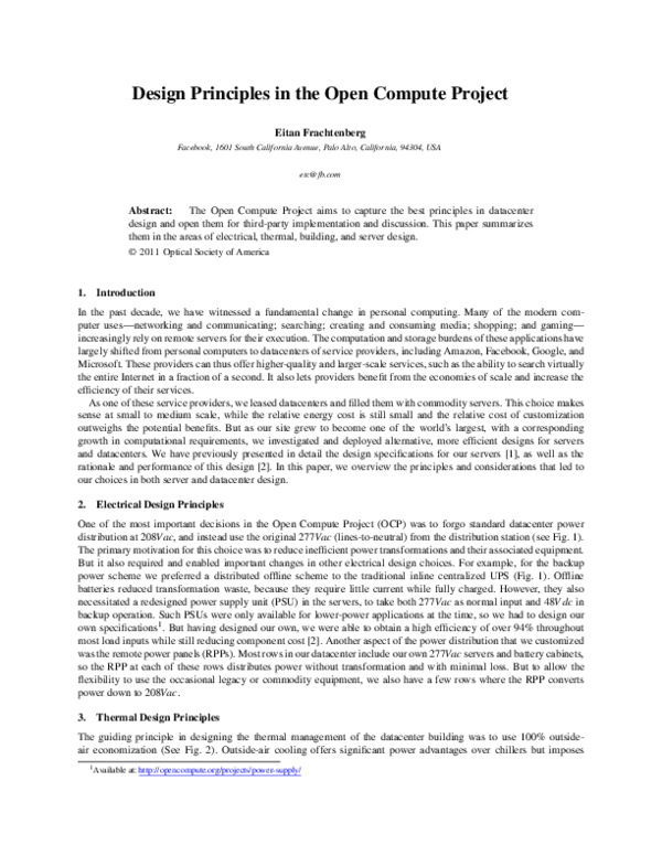 (PDF) Design Principles in the Open Compute Project