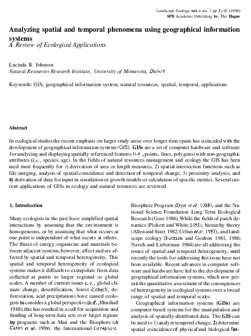 (PDF) Analyzing spatial and temporal phenomena using geographical information systems