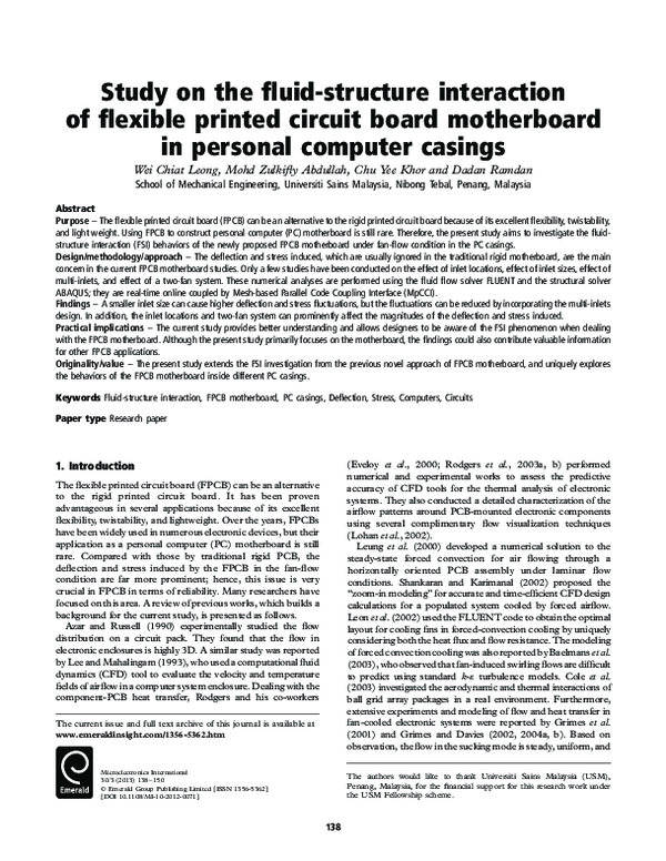 (PDF) Study on the fluid-structure interaction of flexible printed ...