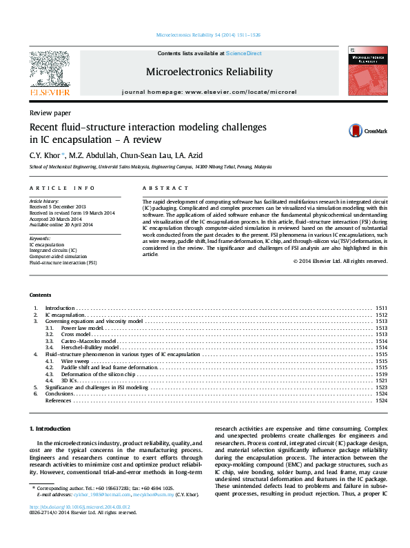 Pdf Recent Fluid Structure Interaction Modeling Challenges In Ic