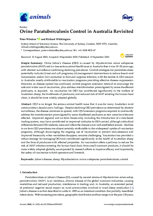 (PDF) Revisiting Control Strategies for Ovine Paratuberculosis in Australia