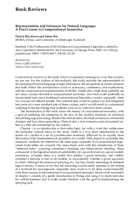 (PDF) Representation and Inference for Natural Language