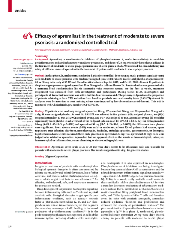 (PDF) Efficacy of apremilast in the treatment of moderate to severe ...