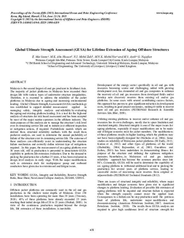 (PDF) Global Ultimate Strength Assessment (GUSA) for Lifetime Extension ...