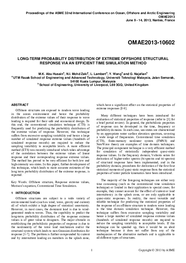 (PDF) Long-Term Probability Distribution of Extreme Offshore Structural Response via an ...