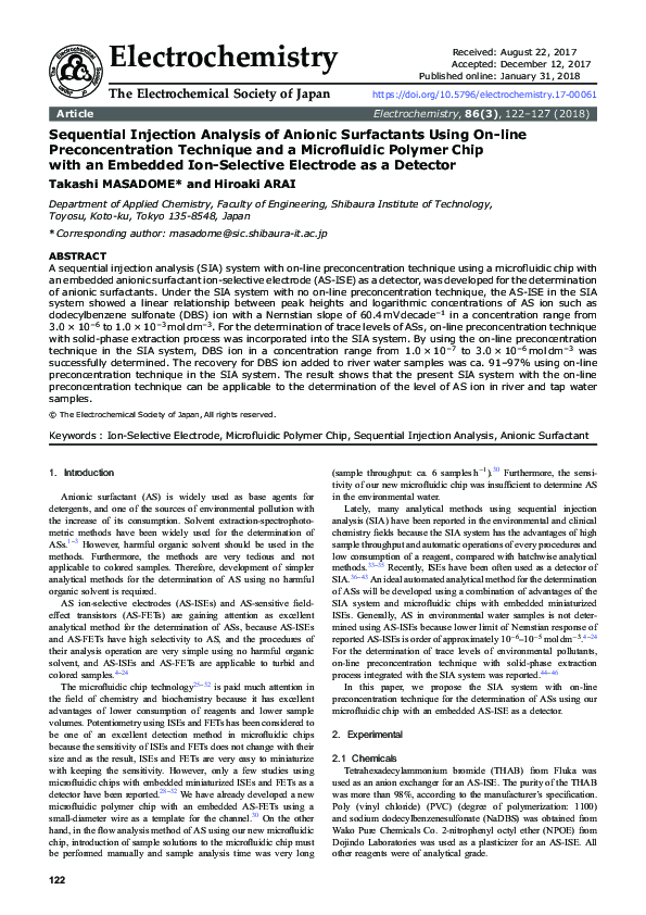 Pdf Sequential Injection Analysis Of Anionic Surfactants Using On Line Preconcentration