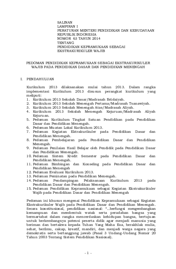 (PDF) Appendix 1 The ministerial regulation No. 63 of 2014 on scouting