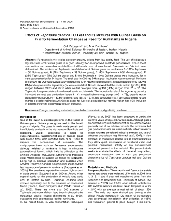 (PDF) Effects of Tephrosia candida DC Leaf and its Mixtures with Guinea ...