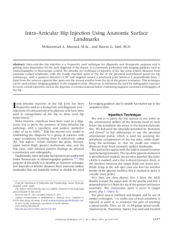(PDF) Intra-Articular Hip Injection Using Anatomic Surface Landmarks