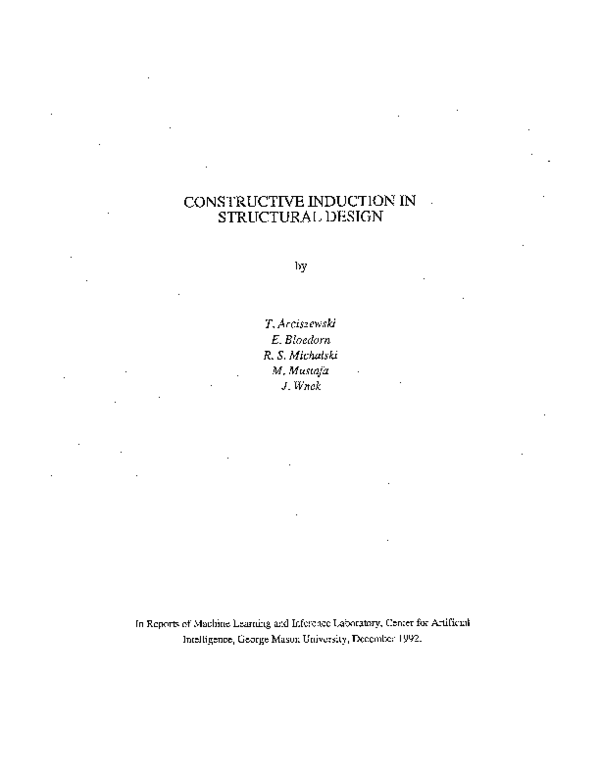 (PDF) Constructive Induction in Structural Design