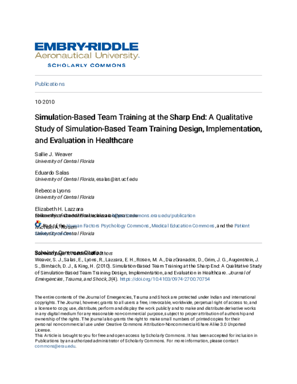 (PDF) Simulation-based team training at the sharp end: A qualitative ...
