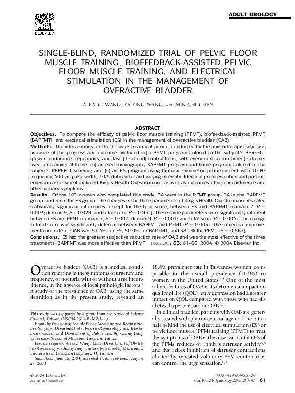 (PDF) Single-Blind, Randomized Trial of Pelvic Floor Muscle Training, Biofeedback-Assisted ...