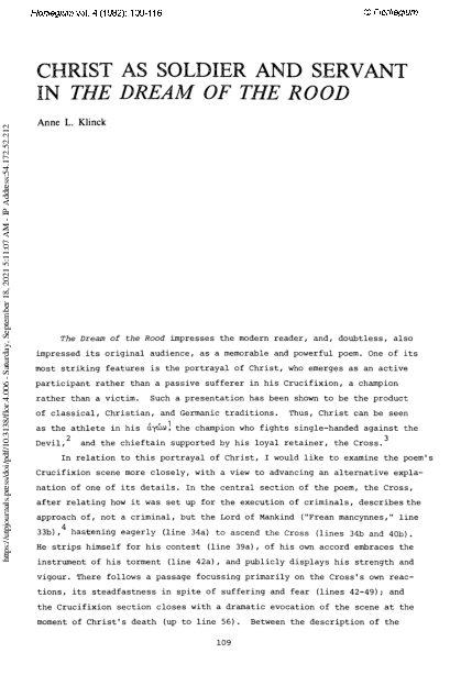 (PDF) Christ as soldier and servant in The Dream of the Rood