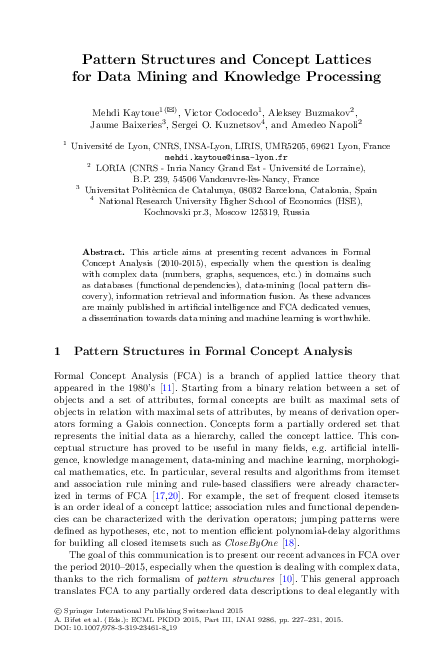 Pdf Pattern Structures And Concept Lattices For Data Mining And
