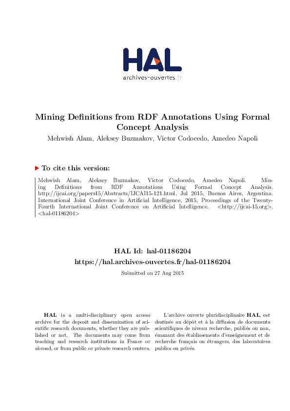 Pdf Mining Definitions From Rdf Annotations Using Formal Concept Analysis