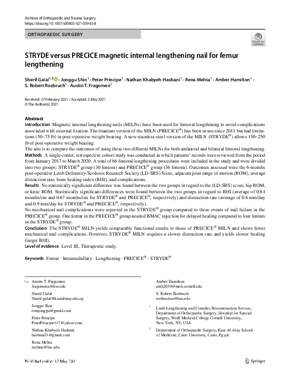 (PDF) STRYDE versus PRECICE magnetic internal lengthening nail for ...