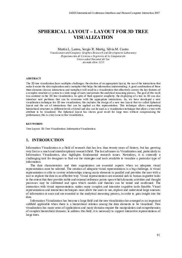 (PDF) Spherical Layout–Layout for 3D Tree Visualization