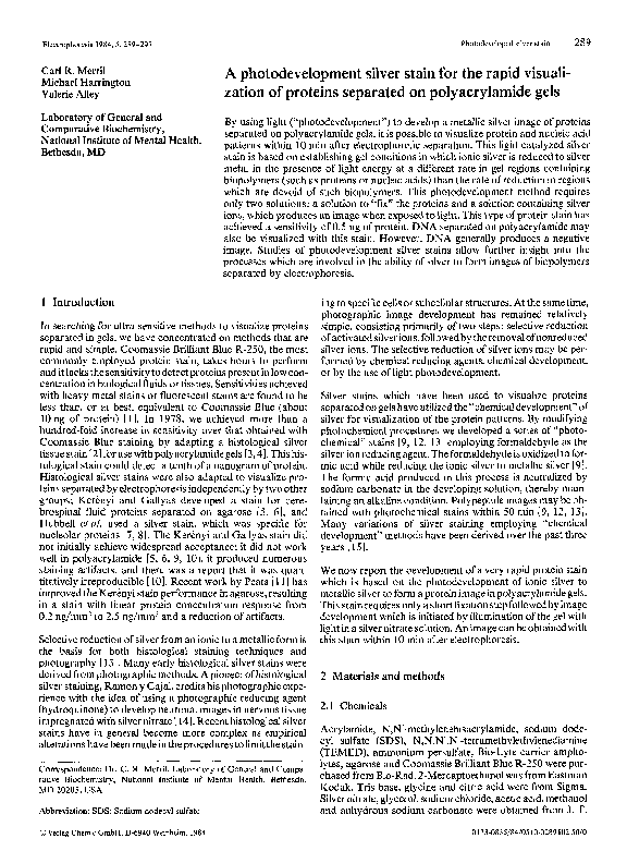 (PDF) A photodevelopment silver stain for the rapid visualization of ...
