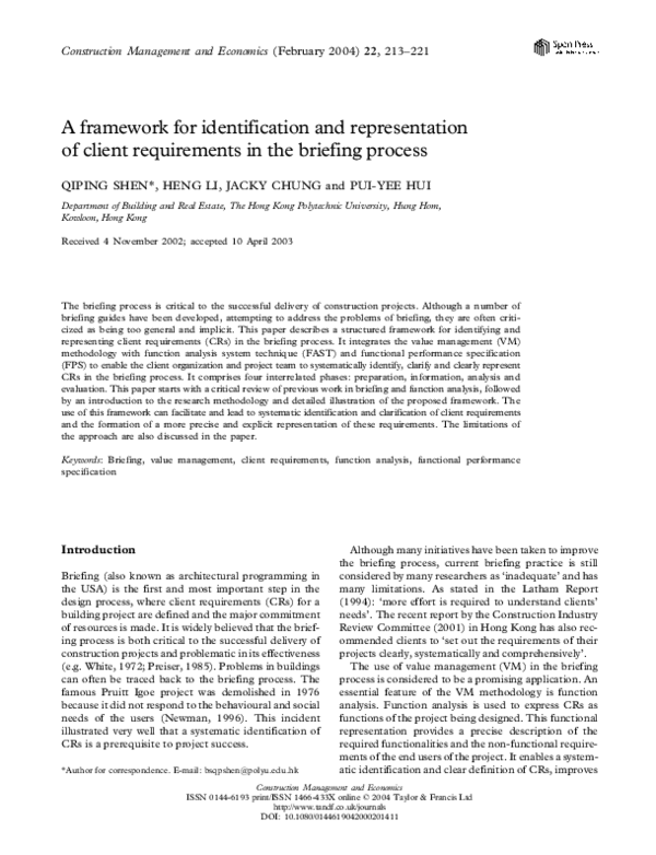 (PDF) A framework for identification and representation of client ...