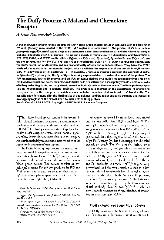 (PDF) The duffy protein: A malarial and chemokine receptor