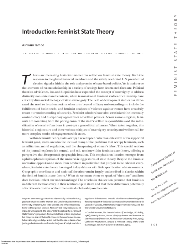 (PDF) Introduction: Feminist State Theory