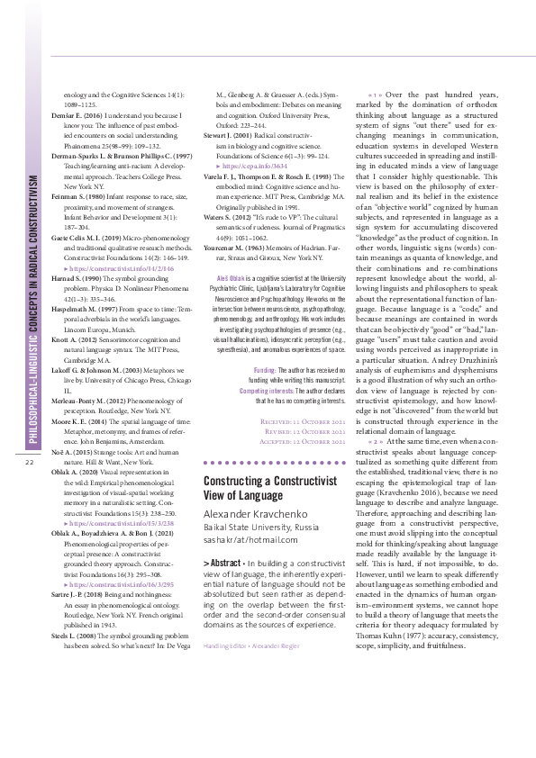 (PDF) Constructing a Constructivist view of Language