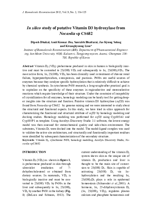 (PDF) In silico study of putative Vitamin D3 hydroxylase from Nocardia ...