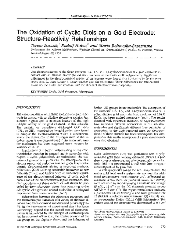 (PDF) The oxidation of cyclic diols on a gold elecrode structure ...
