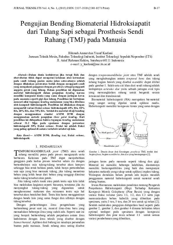 (PDF) Pengujian Bending Biomaterial Hidroksiapatit Dari Tulang Sapi ...