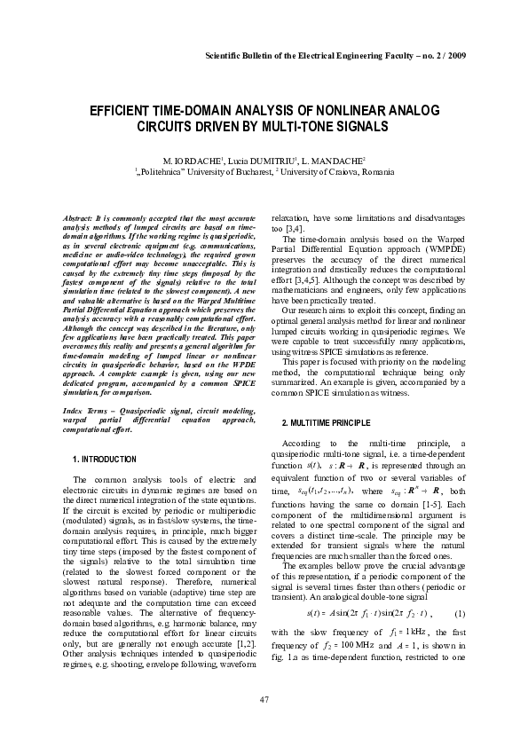 Pdf Efficient Time Domain Analysis Of Nonlinear Analog Circuits