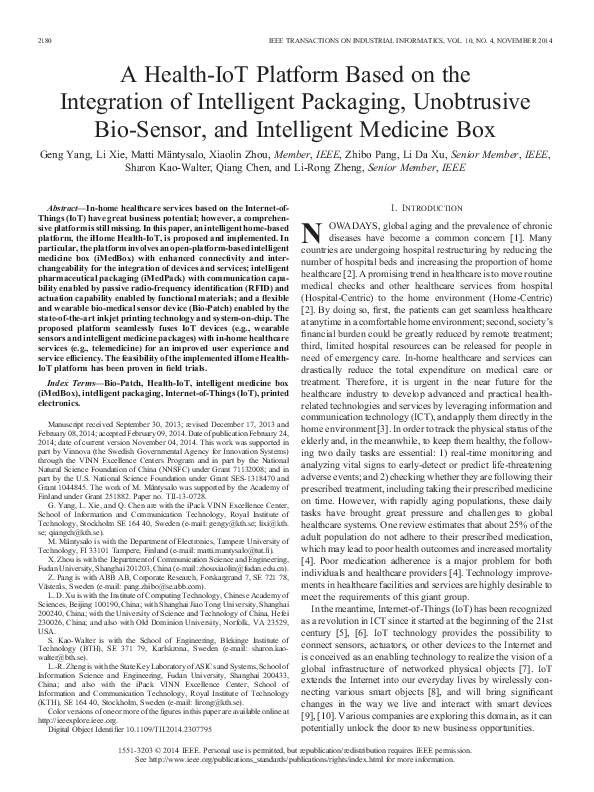 (PDF) A Health-IoT Platform Based on the Integration of Intelligent ...