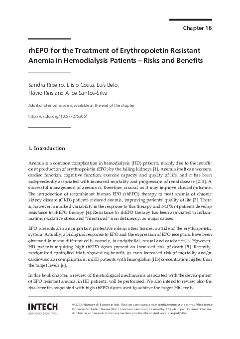 (PDF) rhEPO for the Treatment of Erythropoietin Resistant Anemia in ...