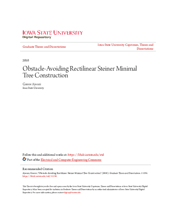 Pdf Obstacle Avoiding Rectilinear Steiner Minimal Tree Construction