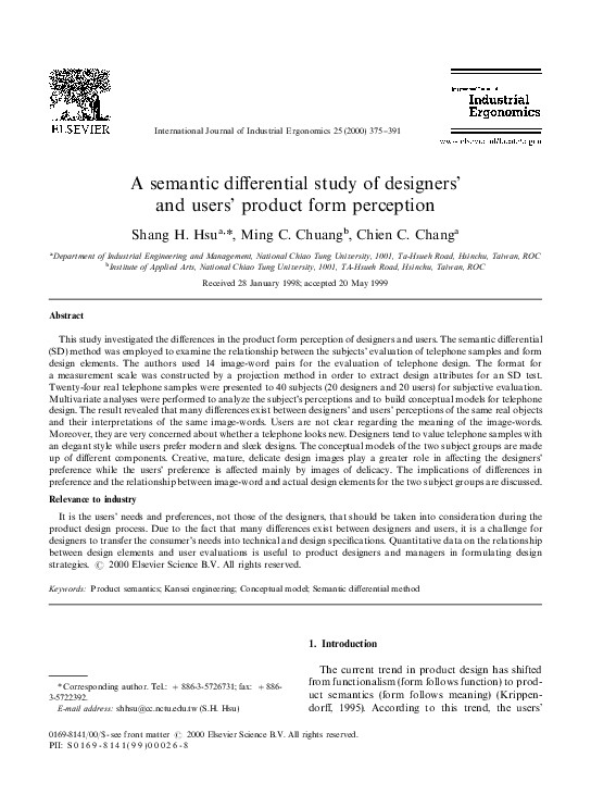(PDF) A semantic differential study of designers’ and users’ product ...