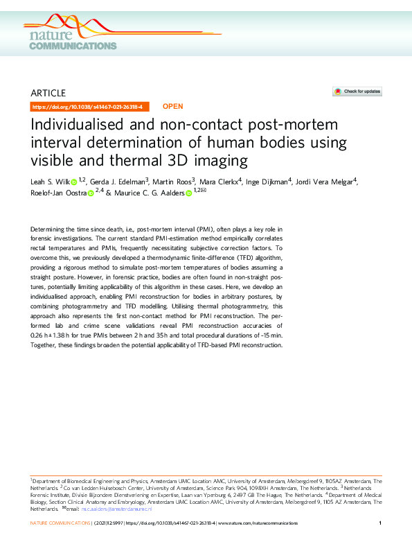 (PDF) Individualised and non-contact post-mortem interval determination ...