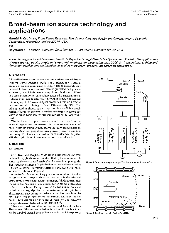 (PDF) Broad-Beam Ion Sources: Technology & Uses