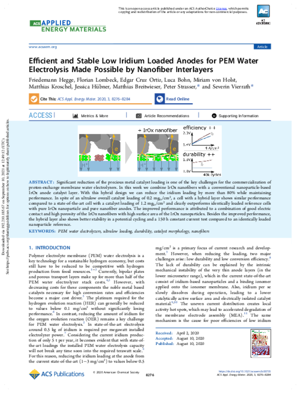 (PDF) Efficient and Stable Low Iridium Loaded Anodes for PEM Water ...
