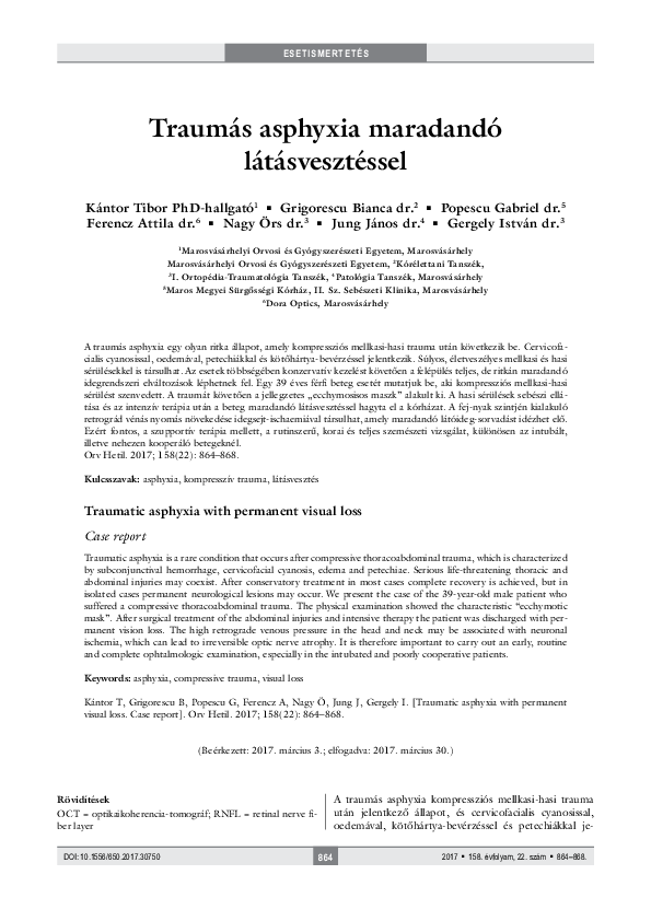 (PDF) [Traumatic asphyxia with permanent visual loss. Case report]