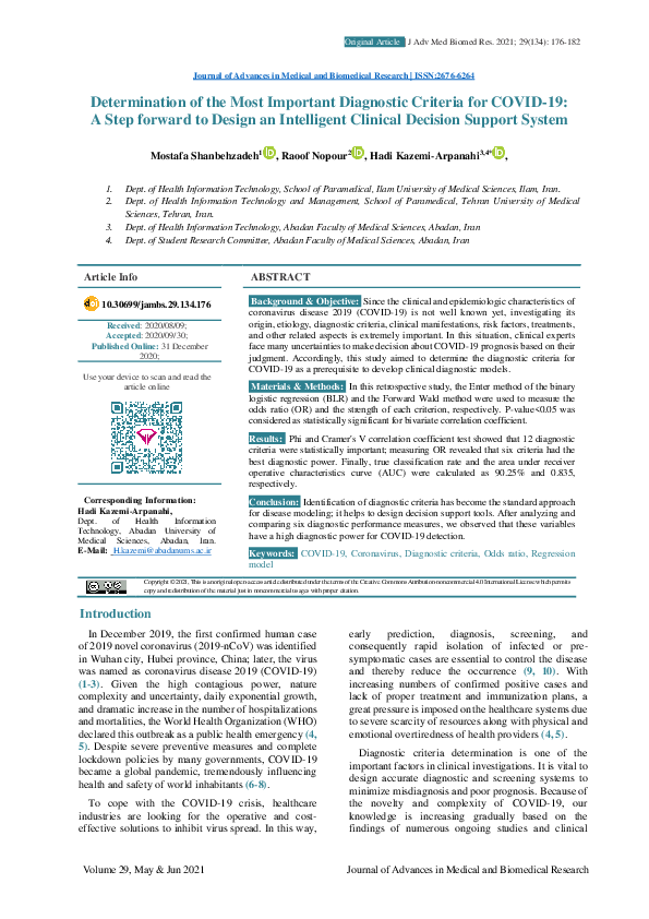 (PDF) Determination of the Most Important Diagnostic Criteria for COVID ...