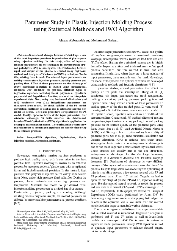 (PDF) Parameter Study in Plastic Injection Molding Process using ...