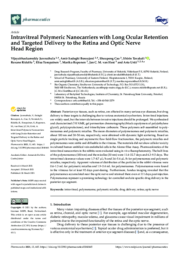 (PDF) Intravitreal Polymeric Nanocarriers with Long Ocular Retention ...