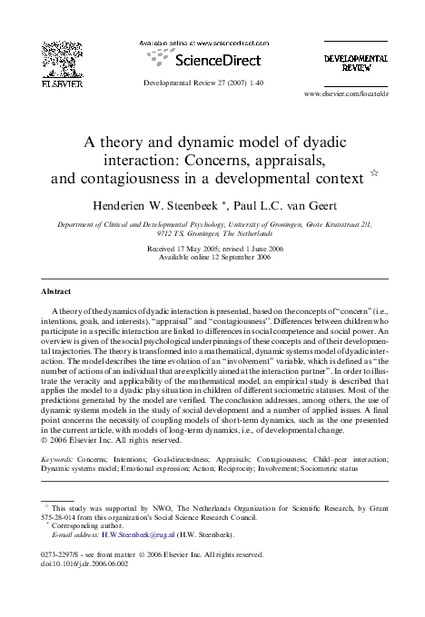 (PDF) A theory and dynamic model of dyadic interaction: Concerns ...