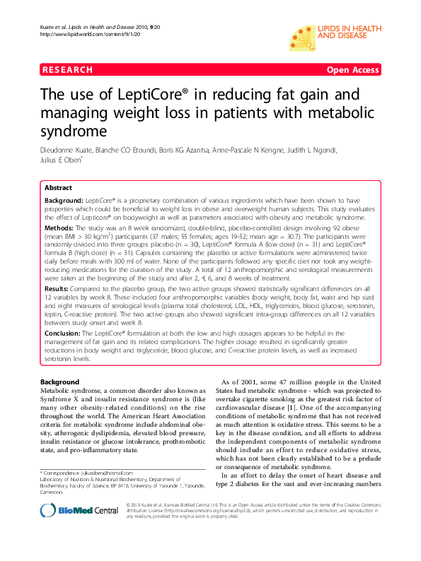 (PDF) The use of LeptiCore® in reducing fat gain and managing weight ...