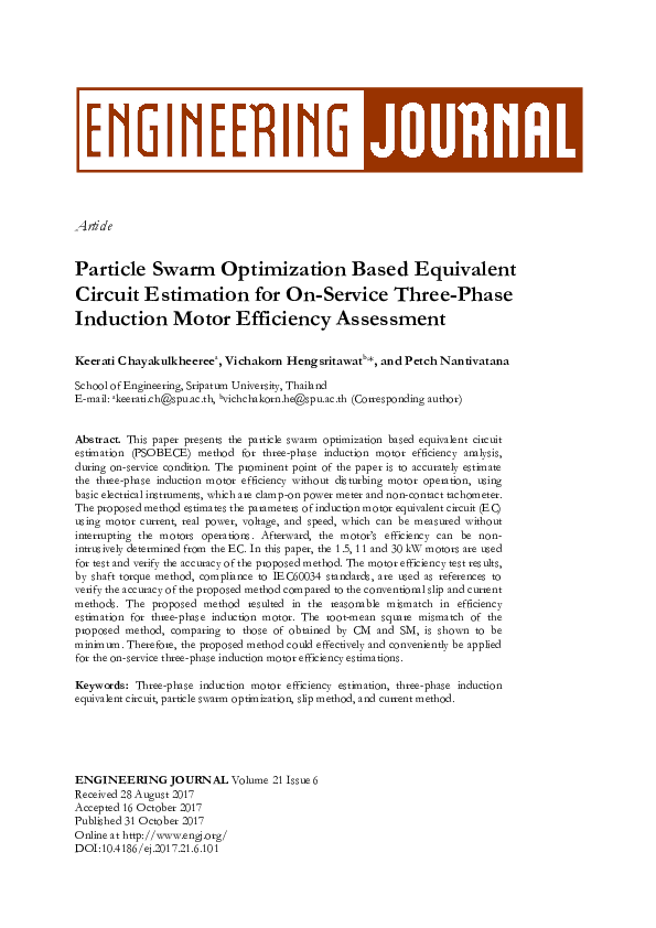 Pdf Particle Swarm Optimization Based Equivalent Circuit Estimation